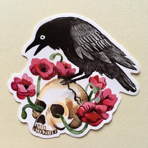 Crow, Skull and Flowers Large Vinyl Sticker - Etsy
