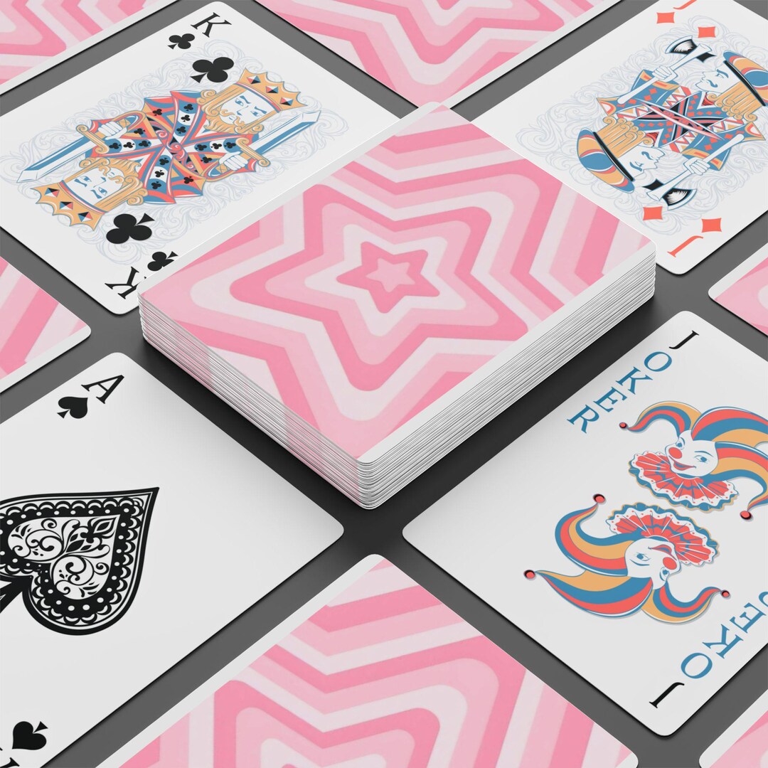 Pink Retro Star Pattern Poker Playing Cards | Standard Deck - Etsy