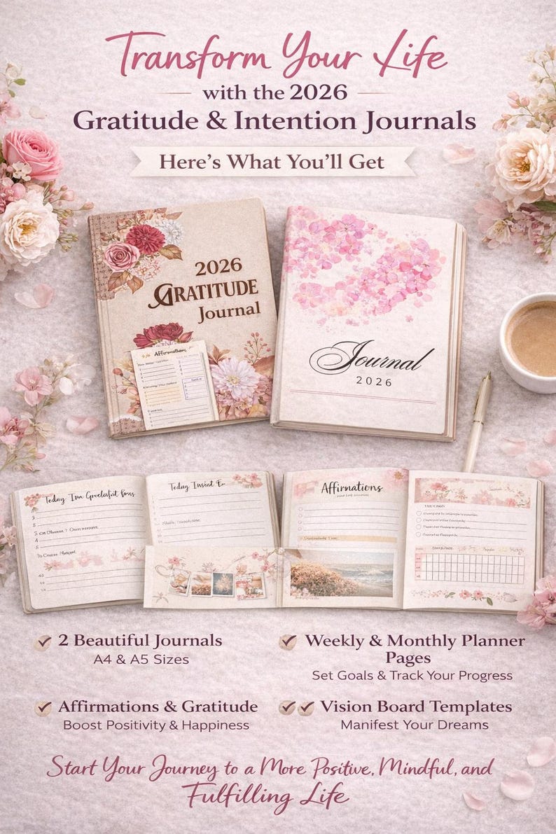 2026 Gratitude & Intention Journal Bundle | Daily Reflection (printable ...