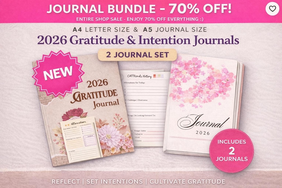 2026 Gratitude & Intention Journal Bundle | Daily Reflection (printable ...