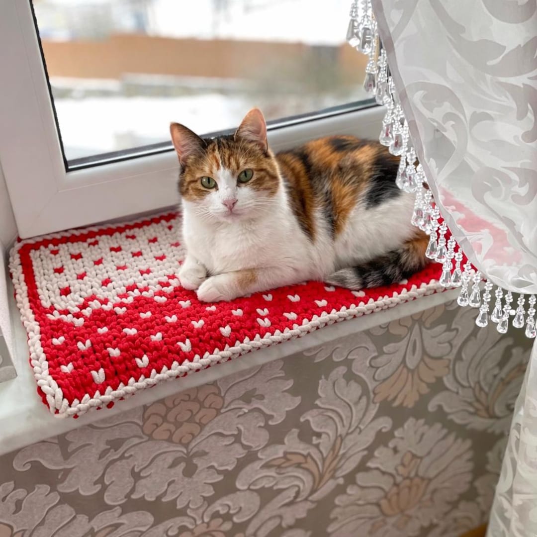 Double Sided Cat Window Sill Mat, Cozy Reversible Cat Bed for Window ...