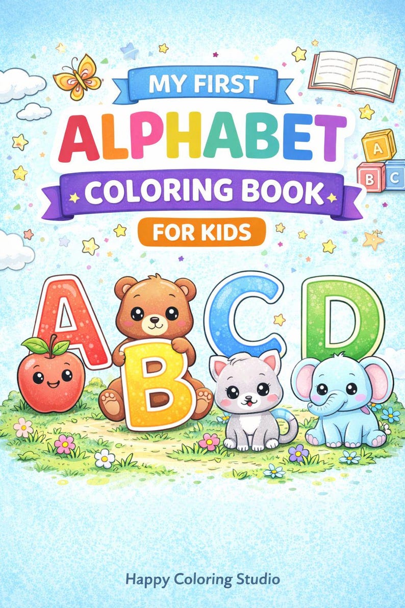 My First Alphabet Coloring Book - Etsy España