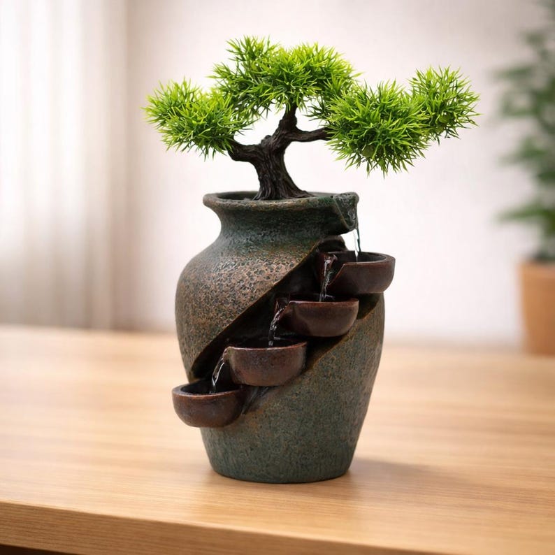 Mini Waterfall Tabletop Fountain, Indoor Relaxation Water Feature for ...