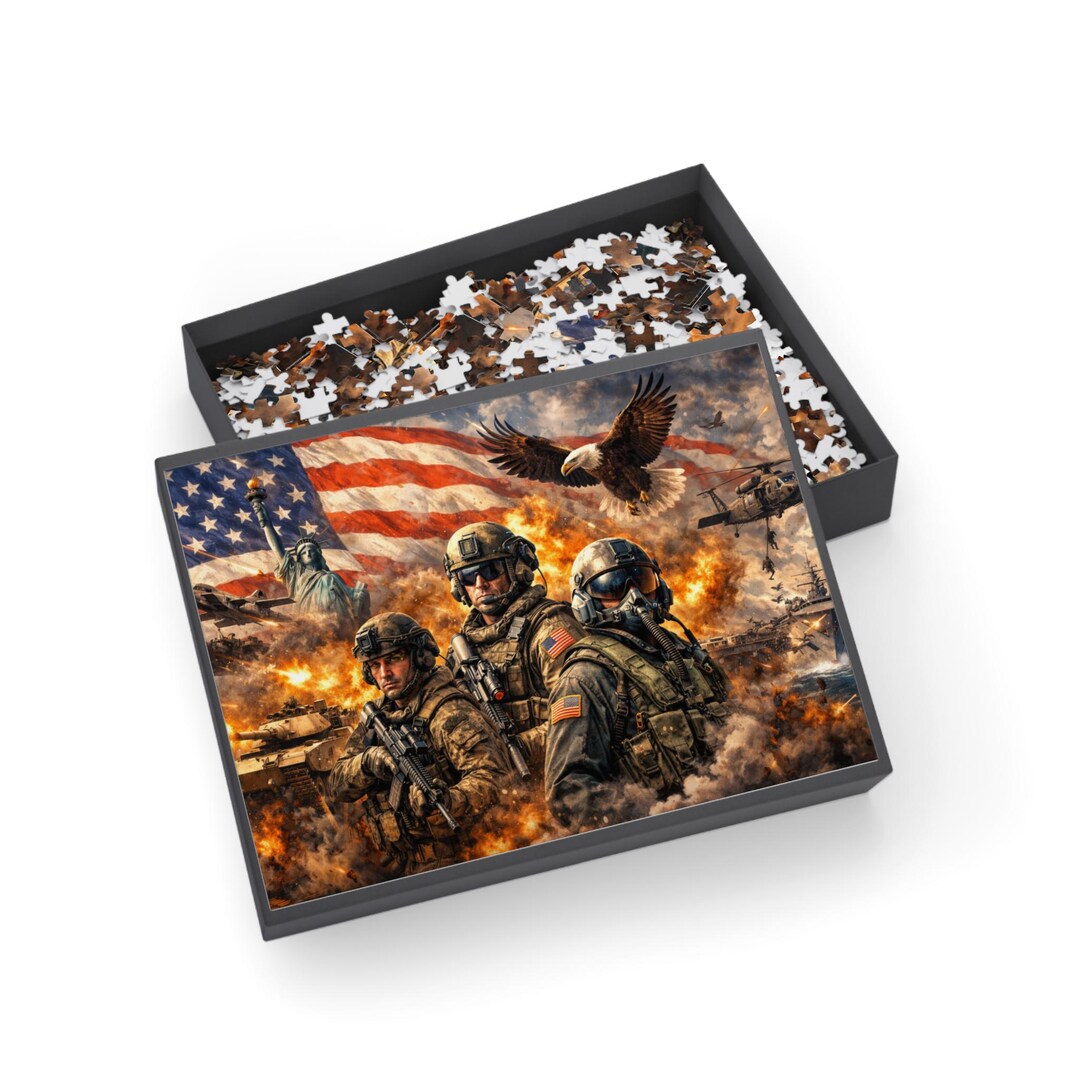 American Flag Soldiers Puzzle | Patriotic Military Jigsaw - Etsy