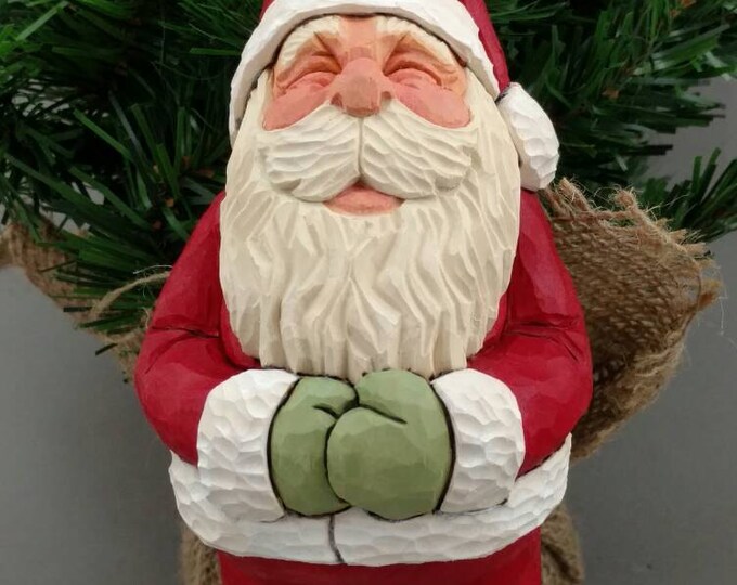 Hand Carved Wood Santa - Etsy