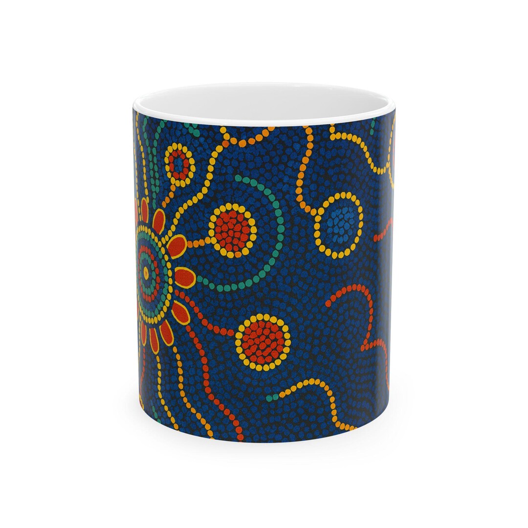 Aboriginal Dot Art Sunburst Mug | Ceramic Coffee Cup - Etsy