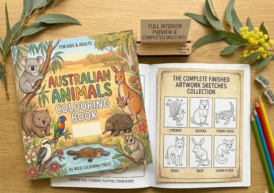 Australian Animals Colouring Book. 18 Printable Pages, Kids Activity ...