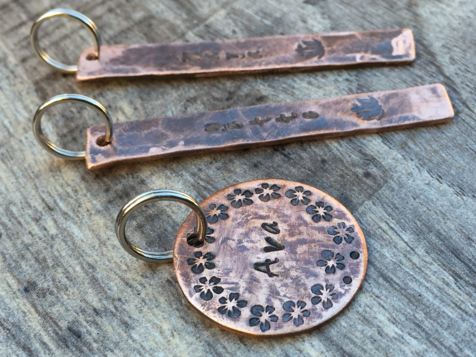 Personalized Backpack ID Tag - for Kids / Adults - Rustic Copper Hand ...