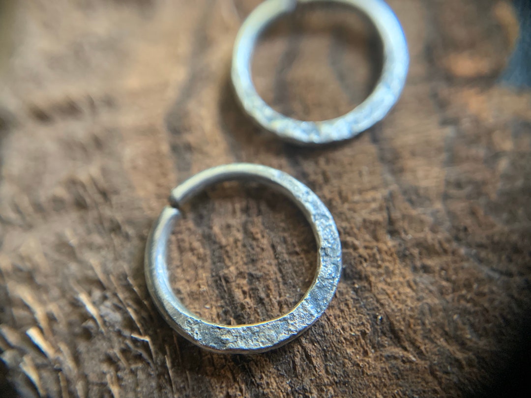 10mm 16g Rustic Sterling Silver Textured Continuous Hoop Earrings ...