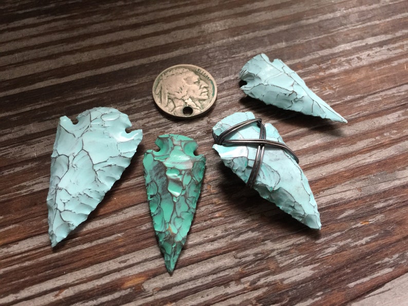 Tribal Turquoise Arrowhead Necklace Copper Wire Wrapped - Etsy