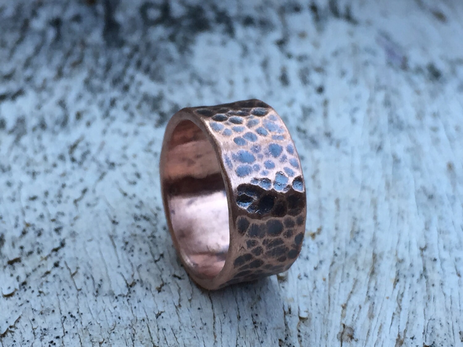 Hammered Copper Band Rustic Hand Forged BOHO Wedding Ring | Etsy