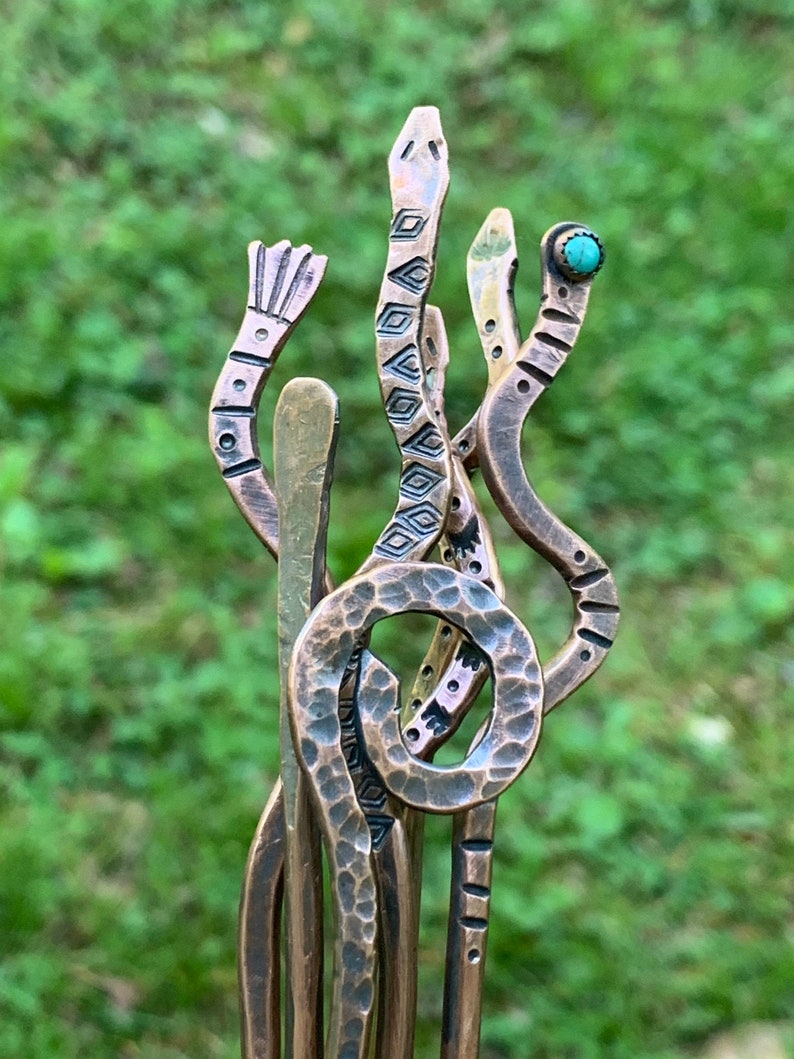 Solid Copper Hair Stick / Pick / Pin Snake / Swirl / | Etsy