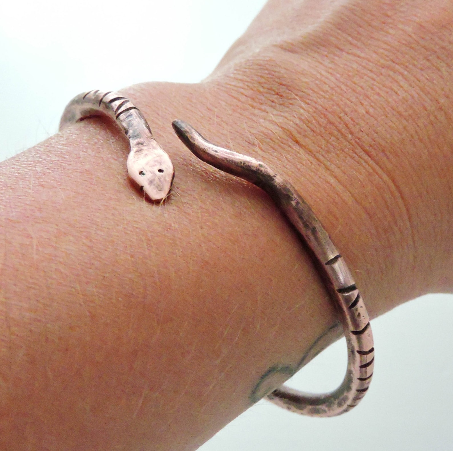 Copper Snake Bangle Unique Metalwork Stacking Bracelet 7th - Etsy