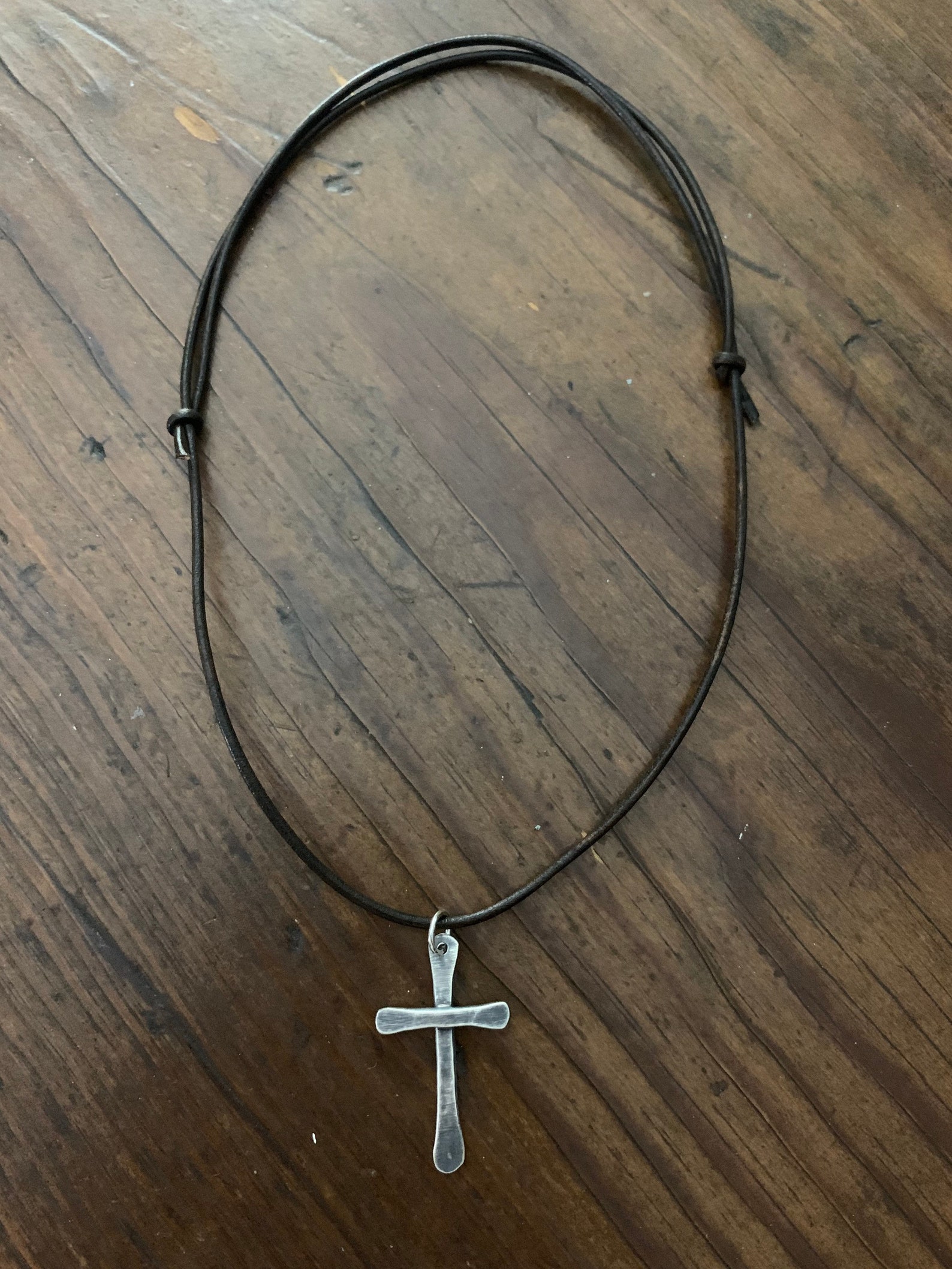 Small Sterling Silver Christian Cross - Rustic Oxidized Pendant for Men ...