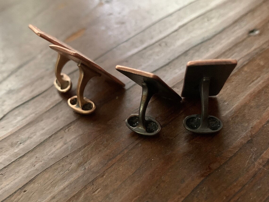 Solid Copper Cufflinks - Raw or Rustic Finish - Unique 7th Anniversary ...