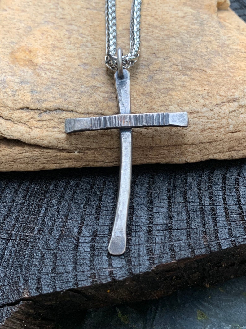 Unique Rustic Cross Necklace Large 925 Sterling Silver - Etsy