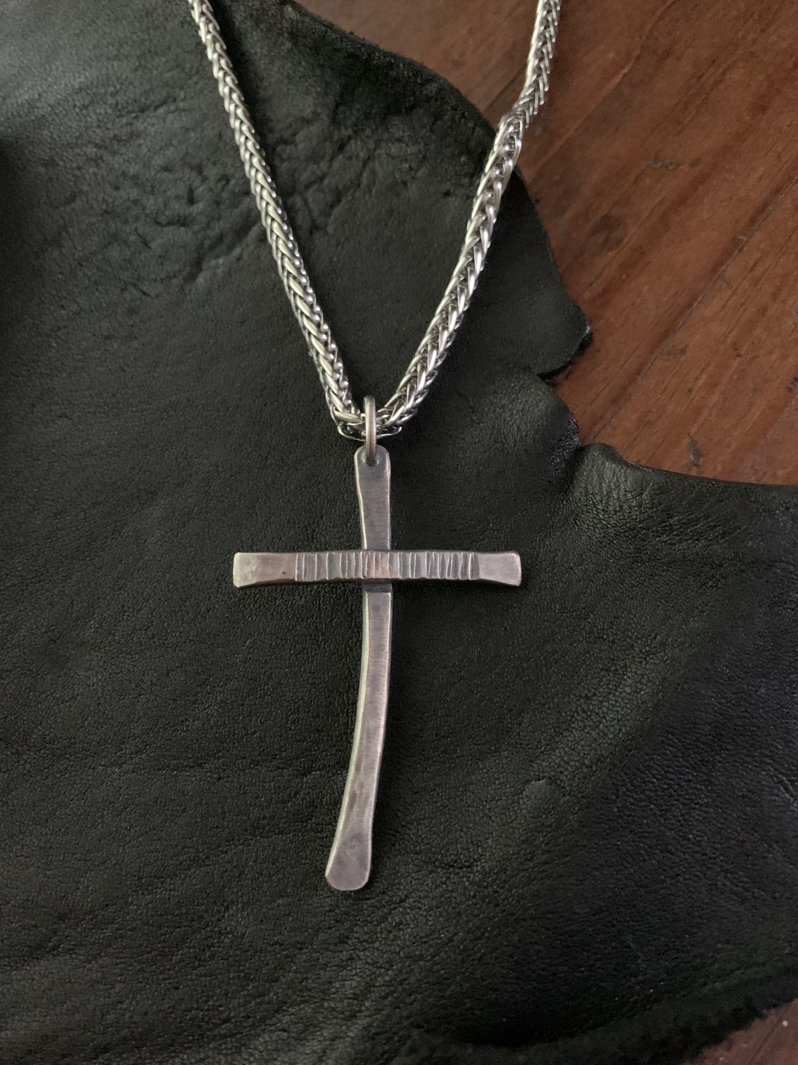 Unique Rustic Cross Necklace Large 925 Sterling Silver - Etsy