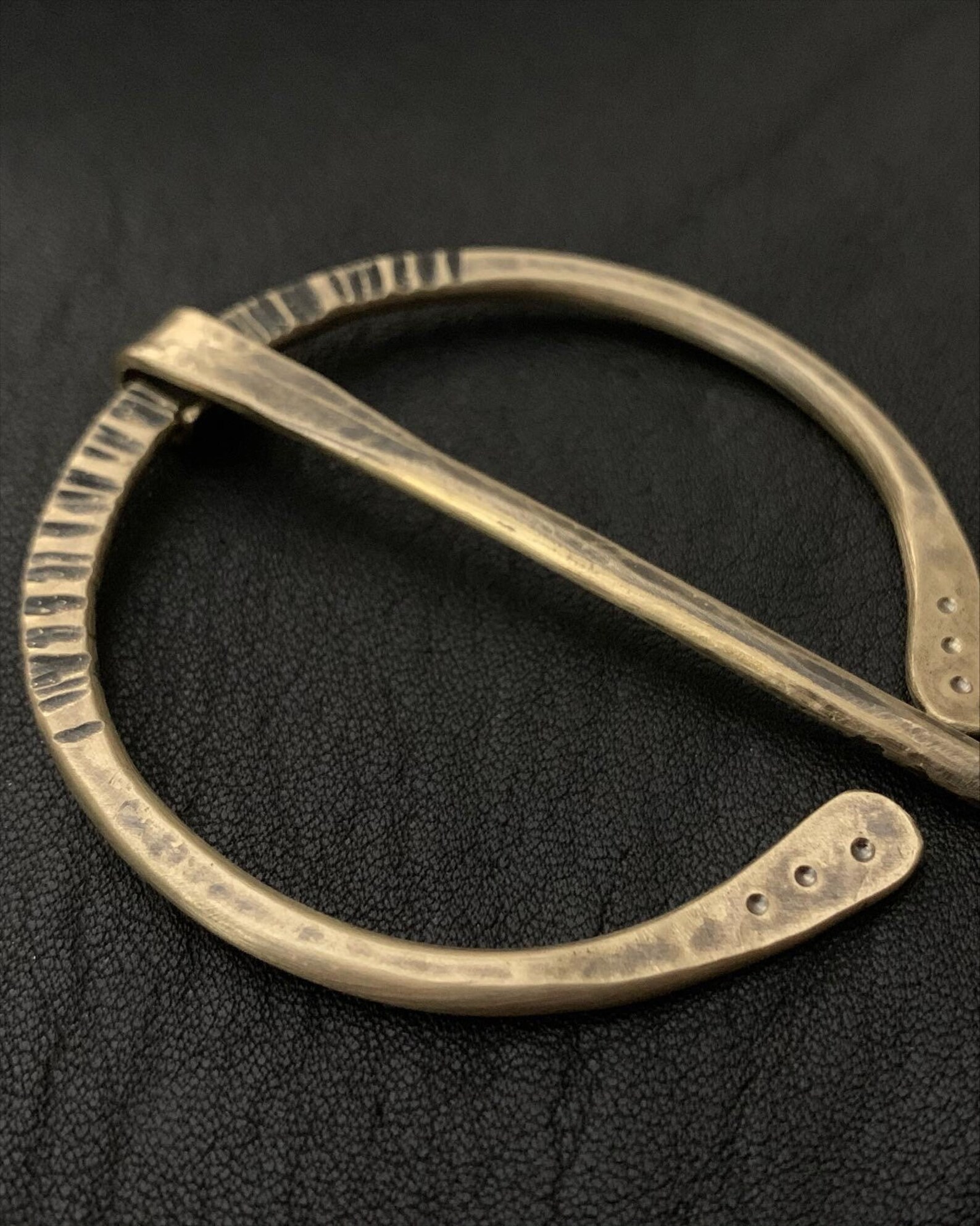 Penannular Brooch / Shawl or Cloak Pin - Hand Forged Rustic Gold Brass ...