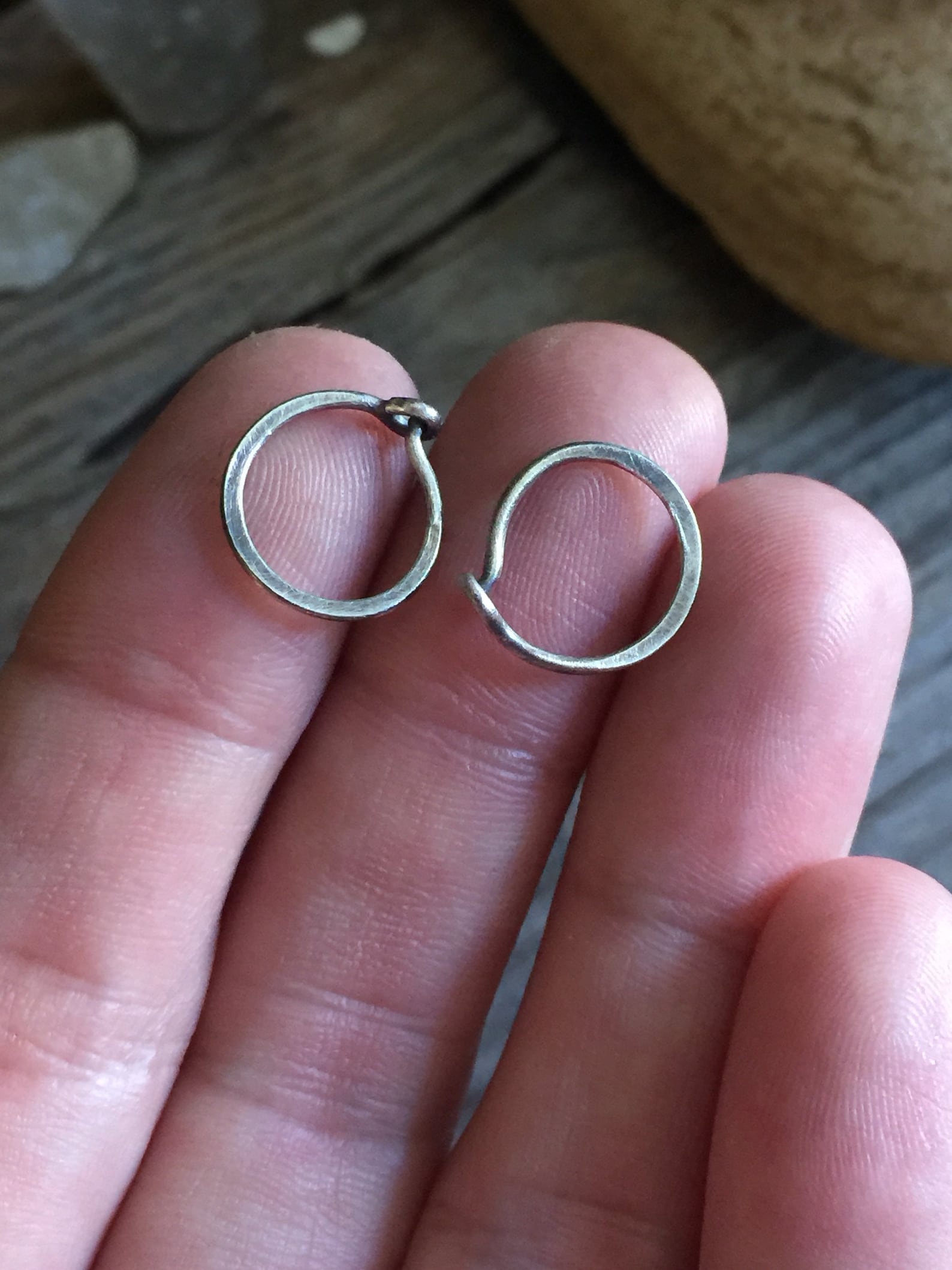 Small Sterling Silver Hoop Earrings 18g Rustic Minimalist - Etsy