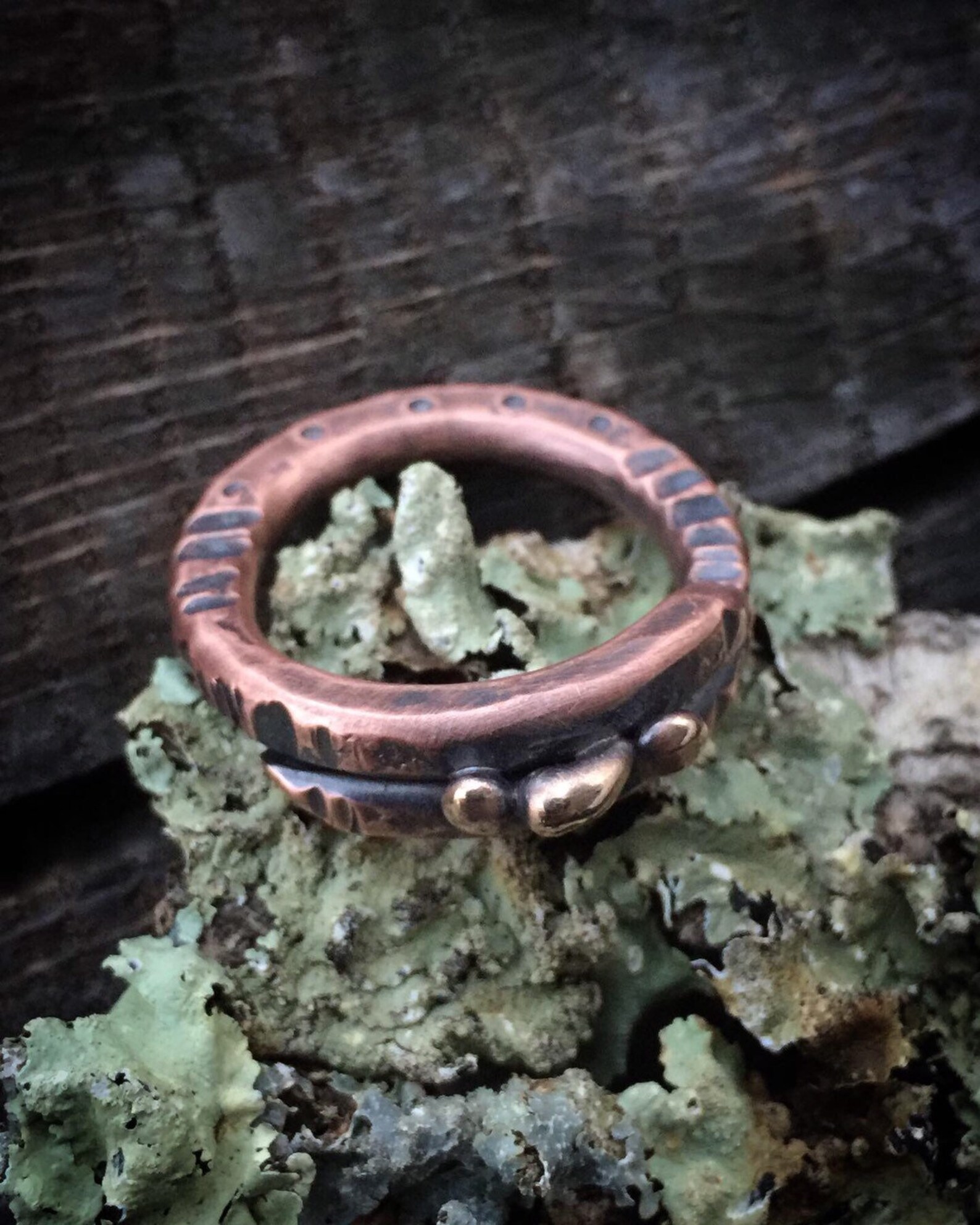 Rustic Copper Ring for Men W/ Gold Bronze Size 11.5 Unique - Etsy