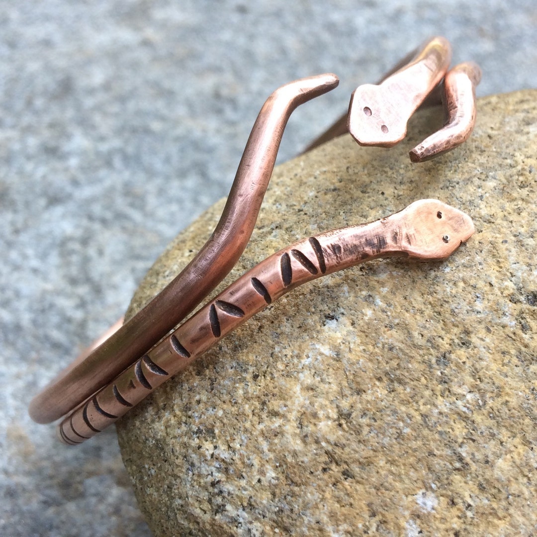 Copper Snake Bangle - Unique Metalwork Stacking Bracelet - 7th ...
