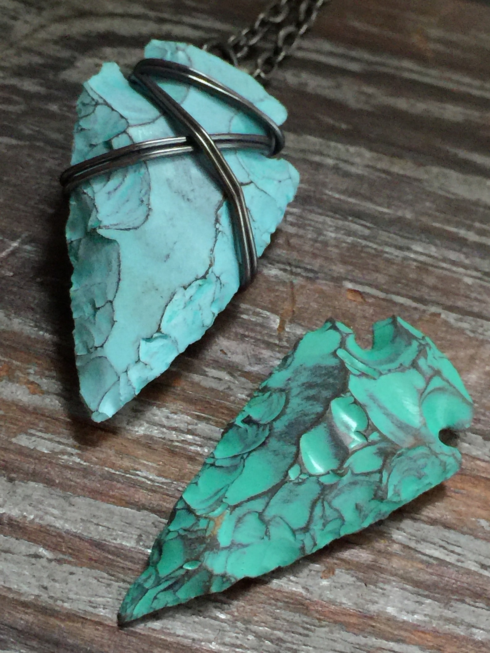 Tribal Turquoise Arrowhead Necklace Copper Wire Wrapped - Etsy