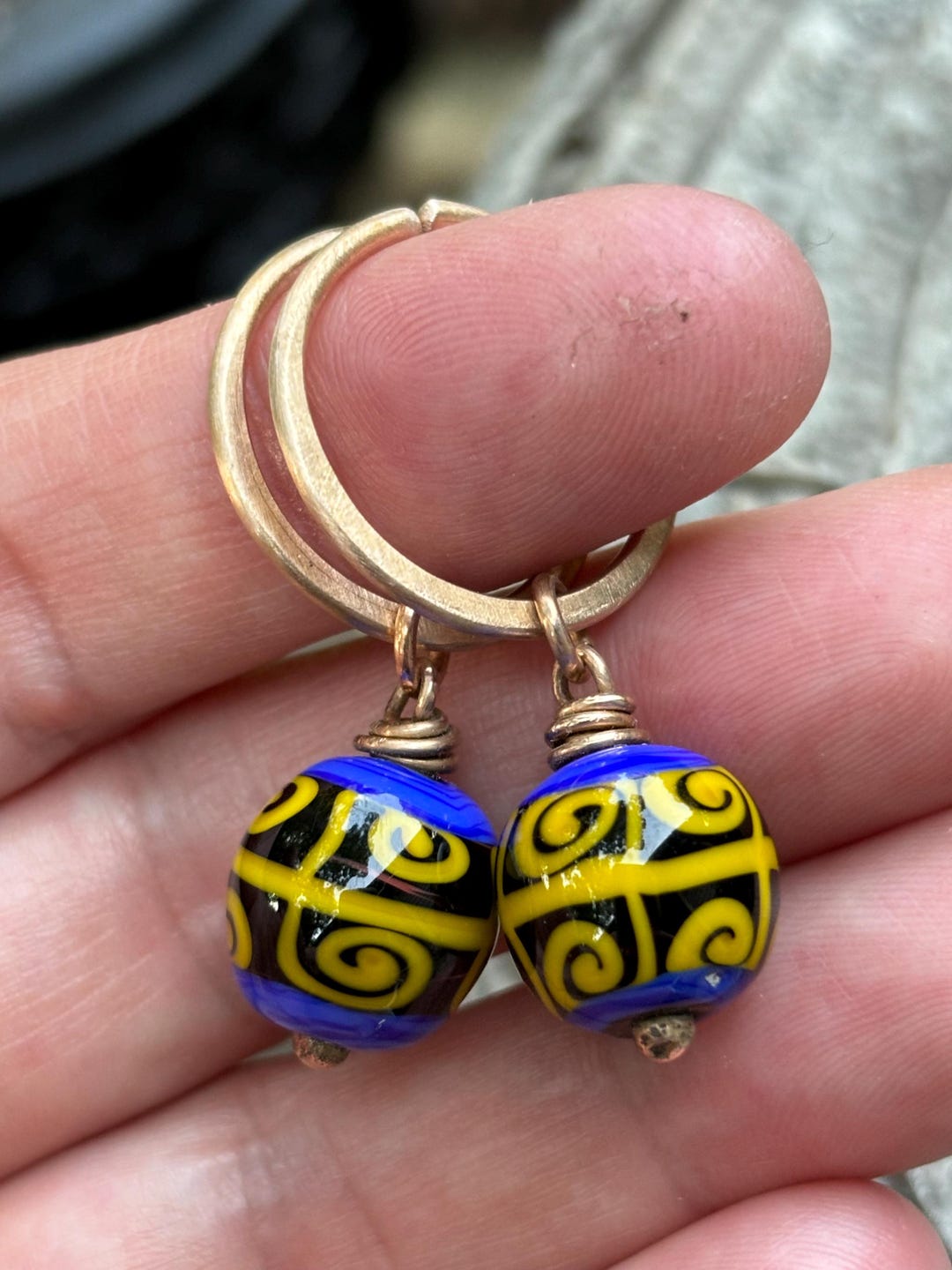 Solid Bronze Norse / Viking Age Style 14g Continuous Hoop Earrings W ...