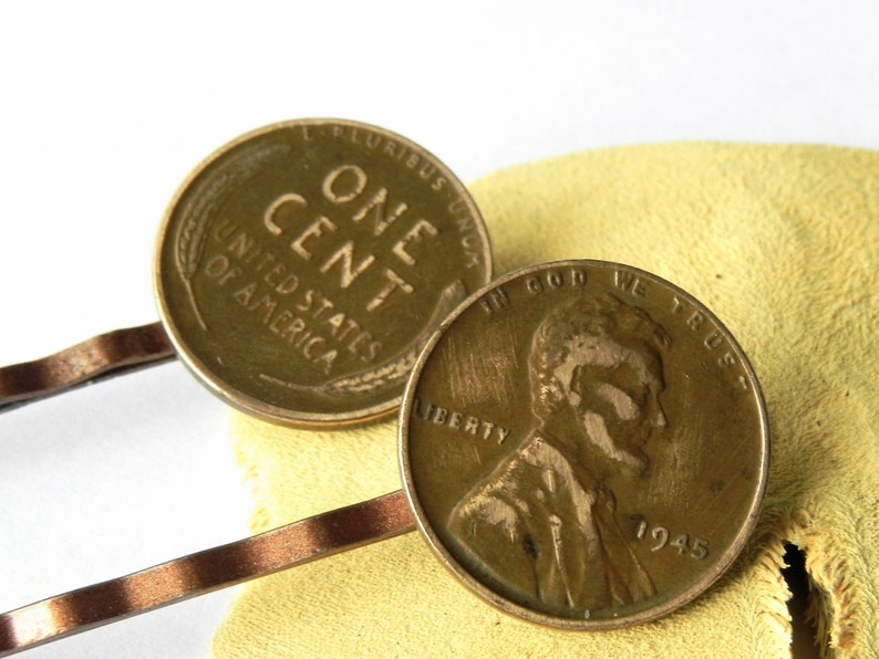 Vintage Coin Hair Pins Decorative Copper Wheat Penny Bobby - Etsy