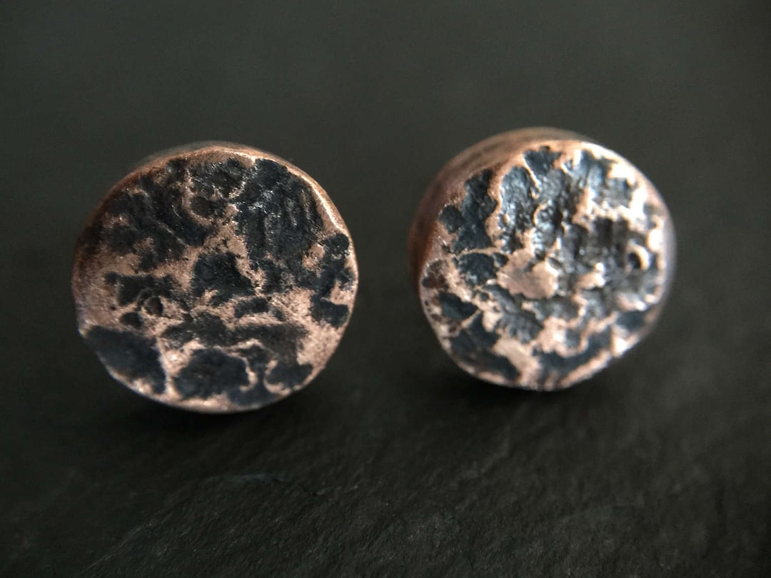 Distressed Rustic Copper Studs 8mm Unisex Men's or Women's Earthy ...