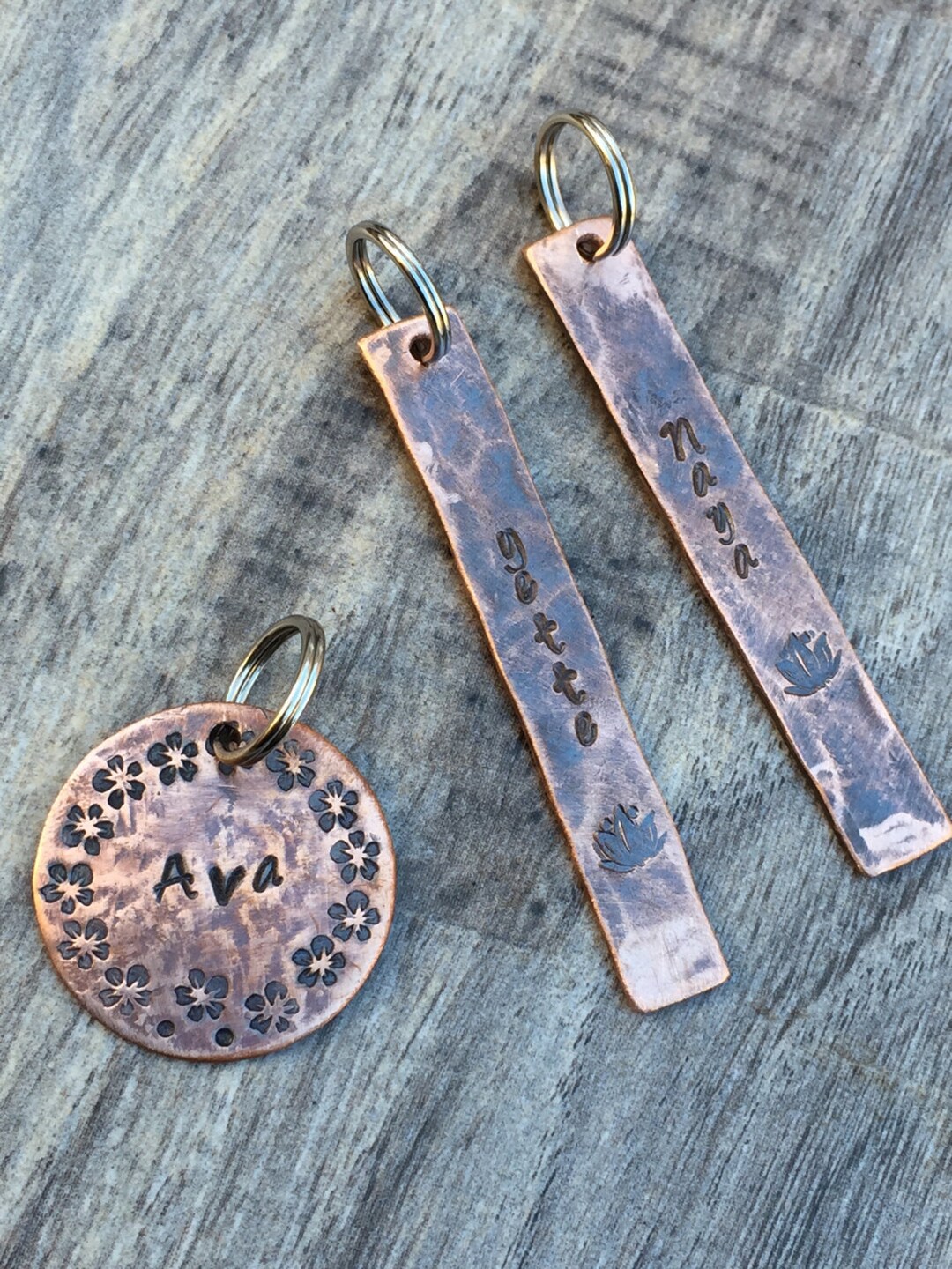 Personalized Backpack ID Tag - for Kids / Adults - Rustic Copper Hand ...