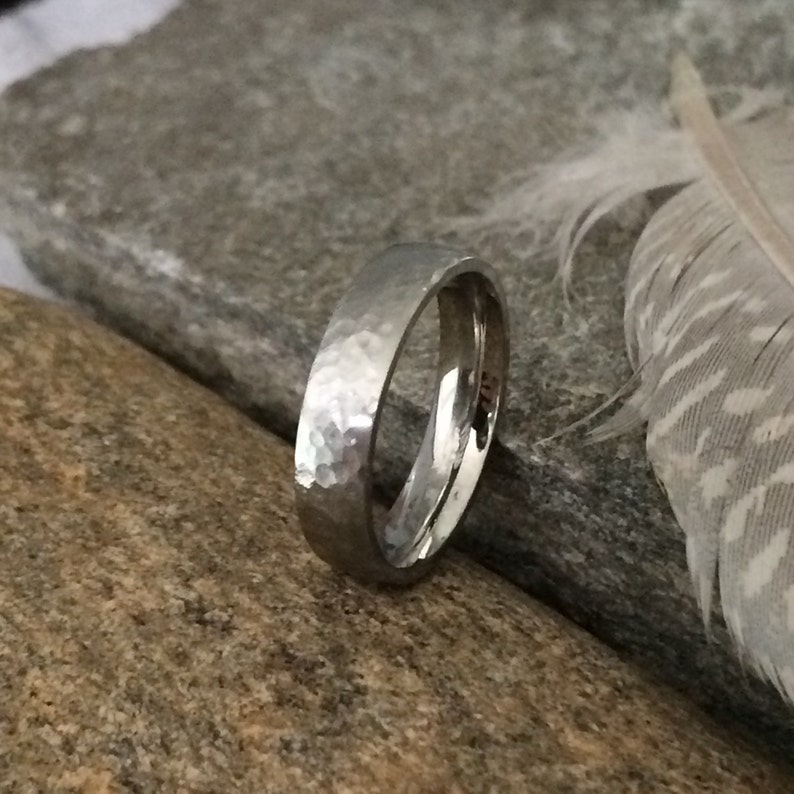Peen Hammered Steel Ring Silver 5mm Surgical Stainless - Etsy