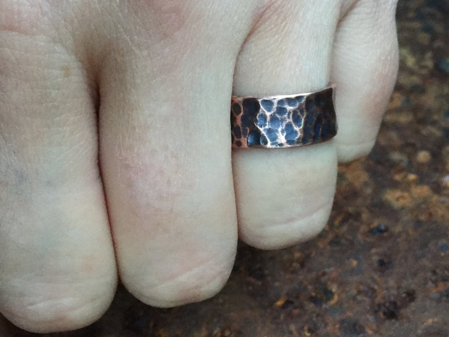 Hammered Copper Band - Rustic Hand Forged BOHO Wedding Ring - 7th ...