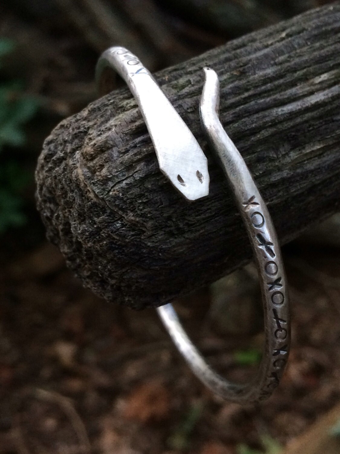 Sterling Silver Snake Bracelet - Unique Hand Forged Rustic Viking ...