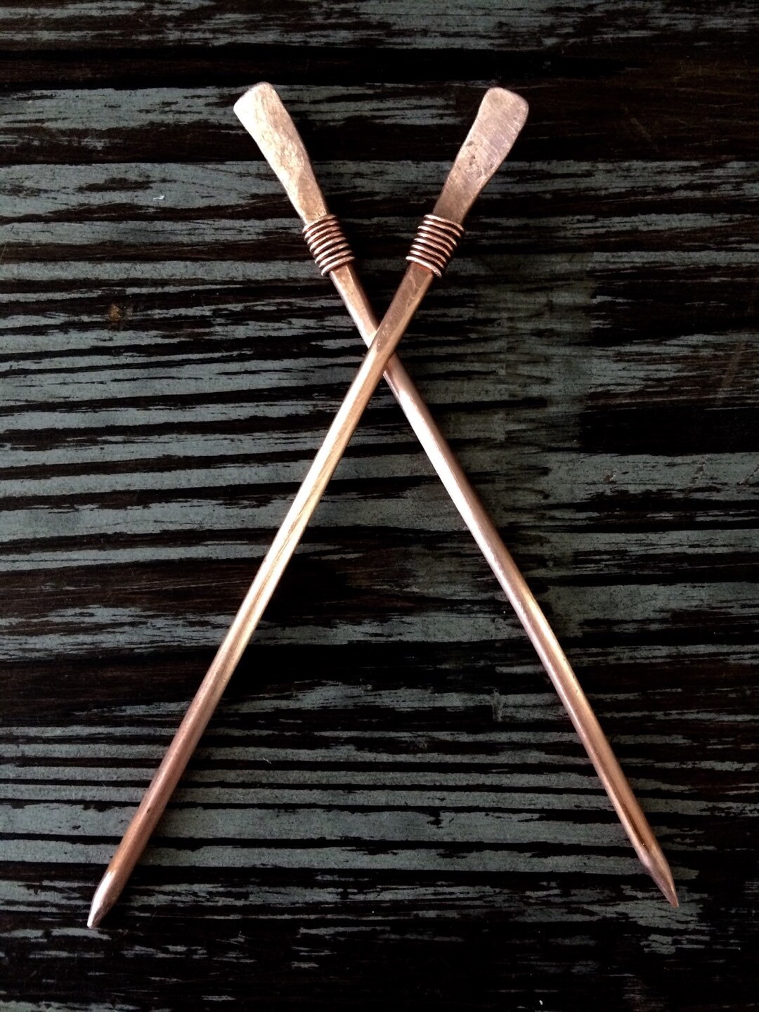 Hand Forged Metal Hair Sticks - Set of 2 Raw Copper Picks / BOHO Bun ...