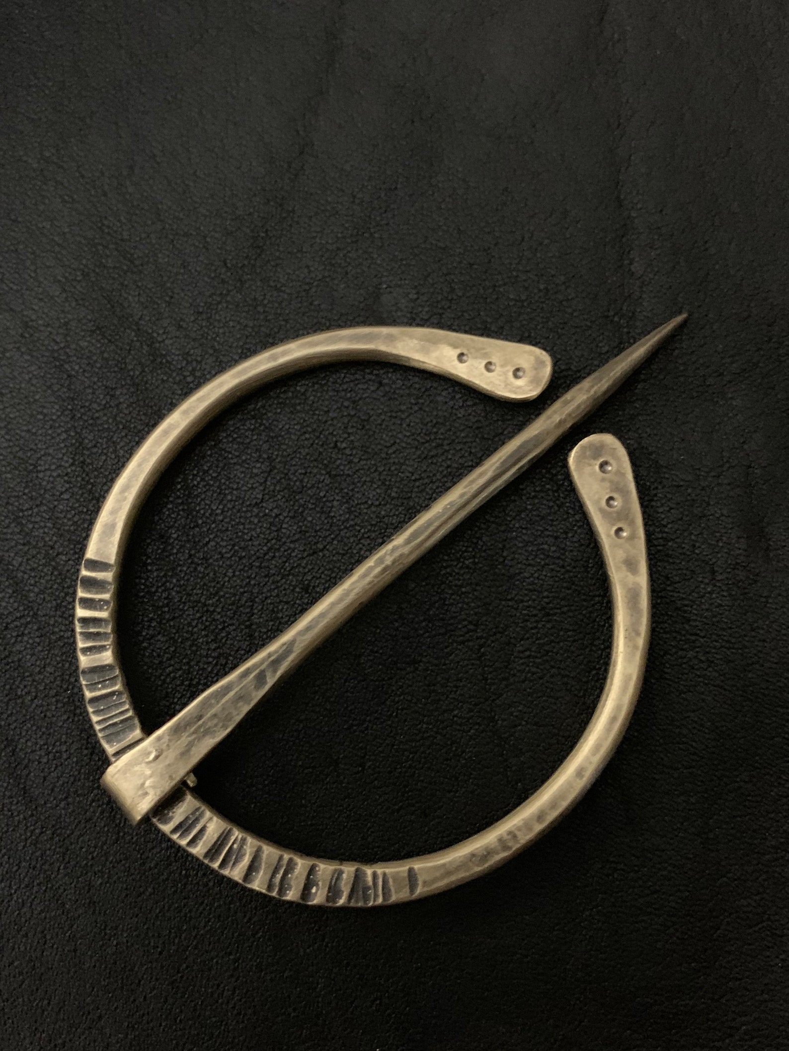 Penannular Brooch / Shawl or Cloak Pin - Hand Forged Rustic Gold Brass ...