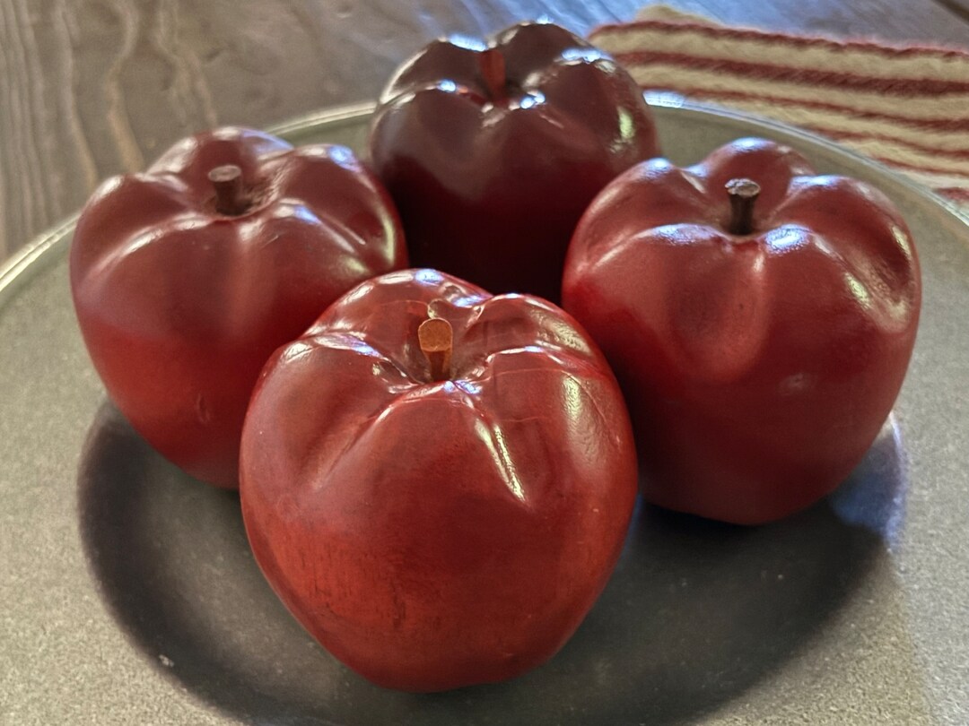 Lifelike Red Wooden Apples Sold in Sets of 3, 4 or 6 - Choose Your ...