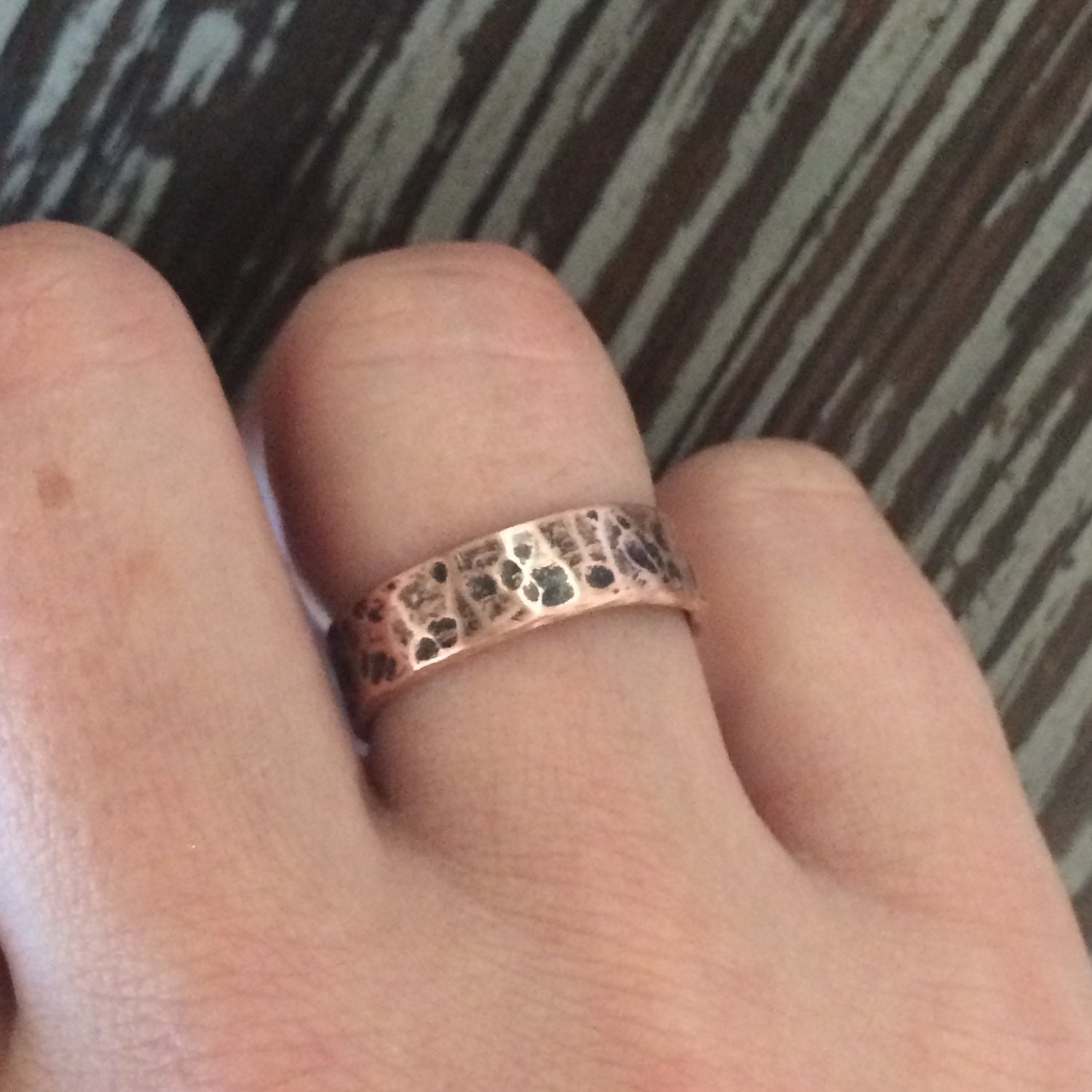 Rustic Hammered Copper Wedding Band / Ring Set Custom BOHO | Etsy