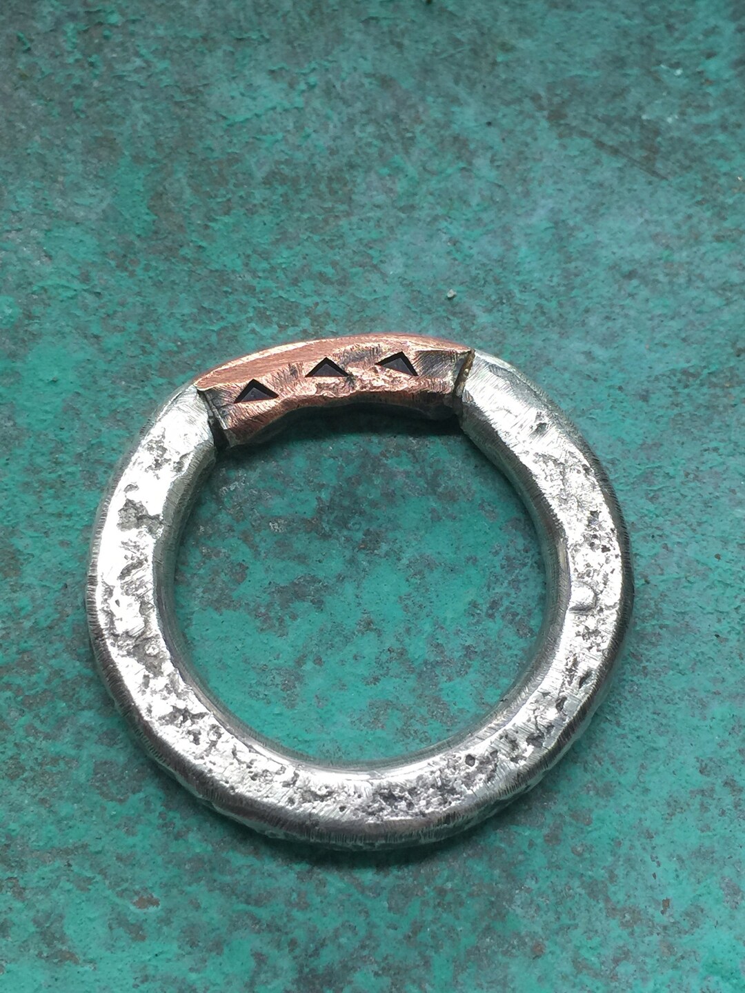 Unique Men's Ring - Mixed Metal Sterling Silver & Copper - Rustic ...