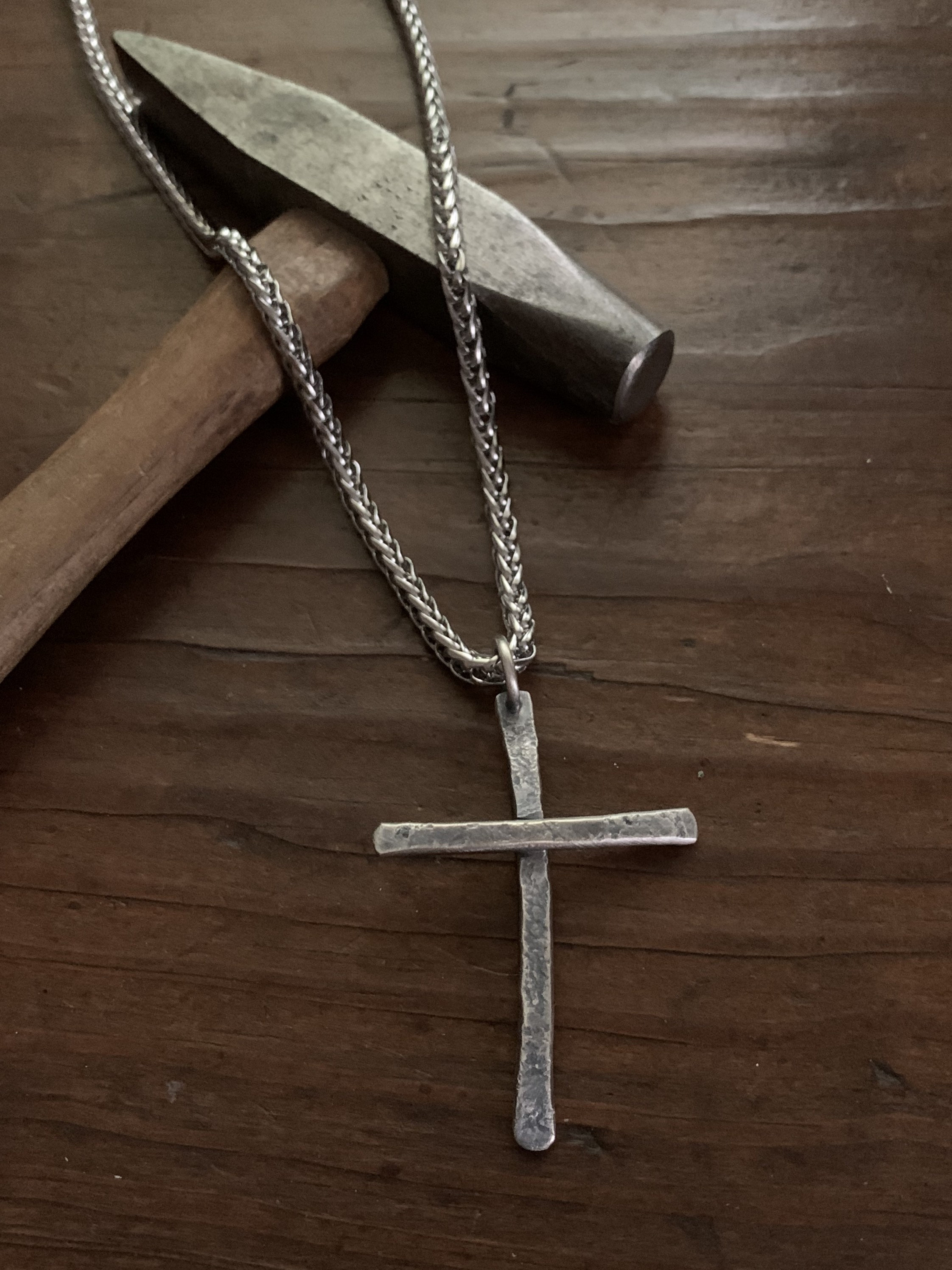 Unique Rustic Cross Necklace Large 925 Sterling Silver | Etsy