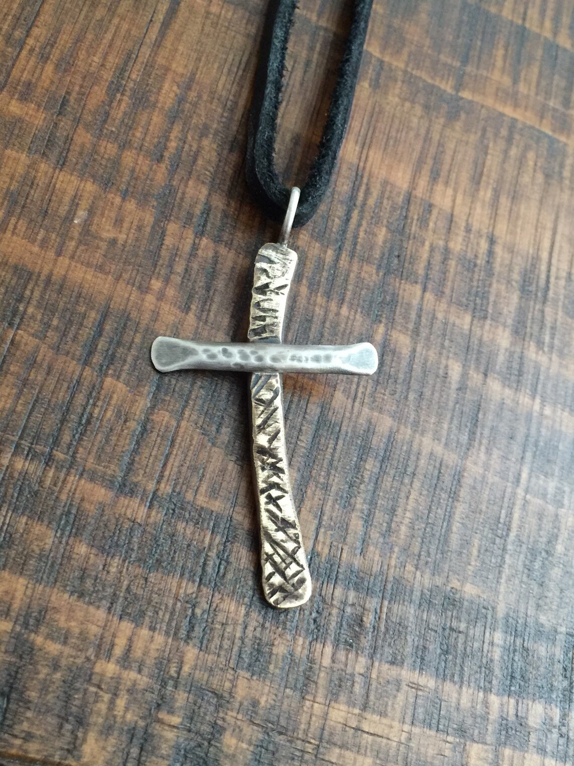 Unique Gold & Silver Rugged Men's Cross Pendant on Black - Etsy
