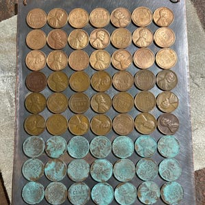 Solid Copper Wall Art W/ Ombre Effect Graduated Patina Wheat Pennies ...