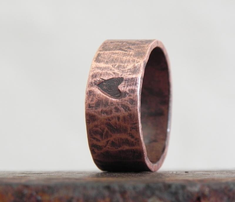 Copper Ring Custom Stamped Heart Wedding Band or Choose a | Etsy