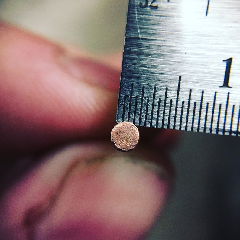 Tiny 2mm Copper Studs W/ Sterling Silver Post - Custom Sized Small Flat ...