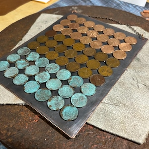 Solid Copper Wall Art W/ Ombre Effect Graduated Patina Wheat Pennies - Unique Metalwork Eclectic ...