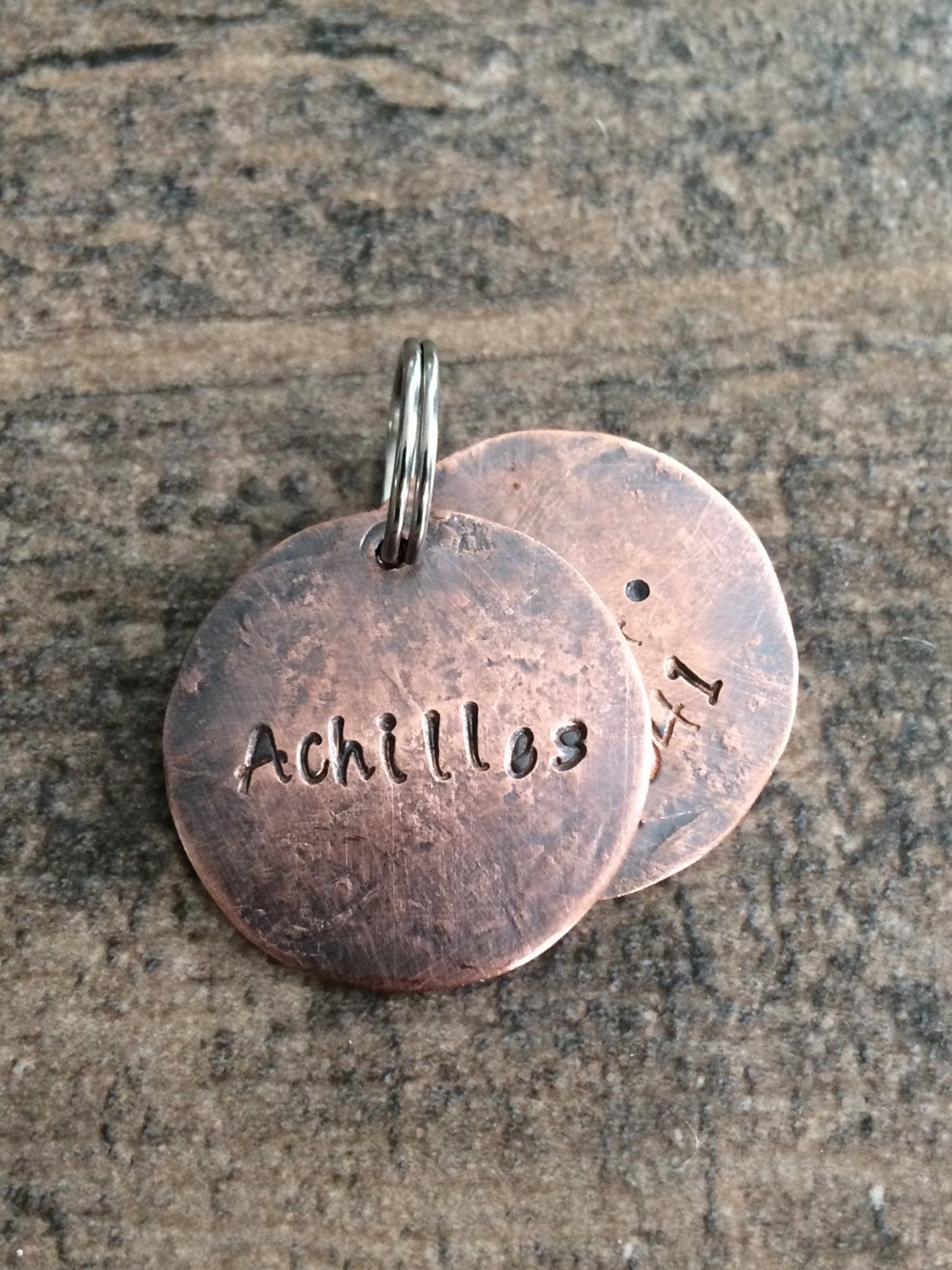 Rustic Copper Dog Tag Set of 2 1 Round Pet ID or - Etsy