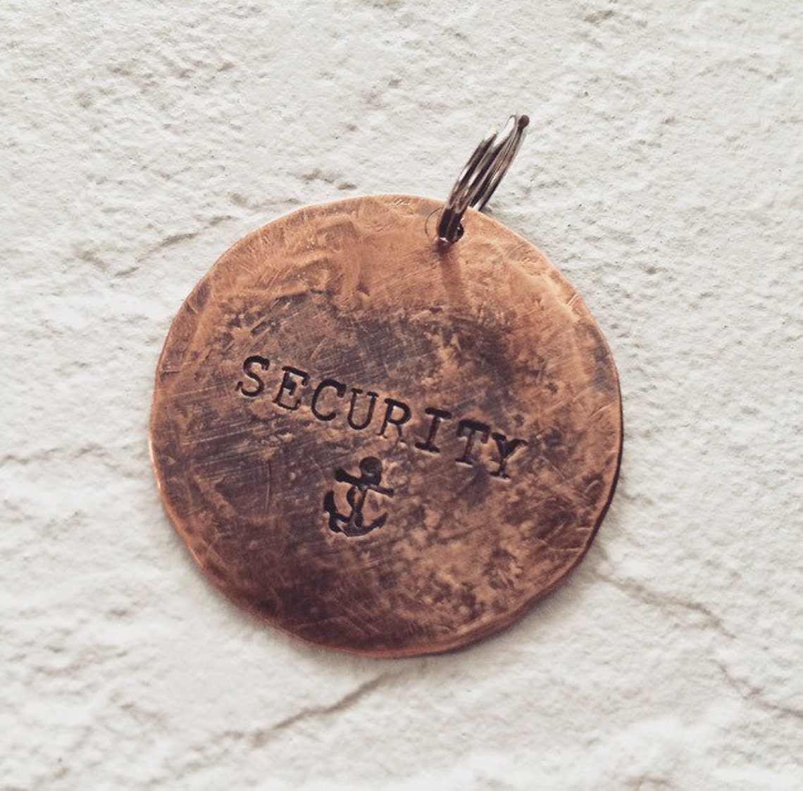 Extra Large Dog Tag - 1.5" Round Forged Rustic Copper Pet ID Tag ...