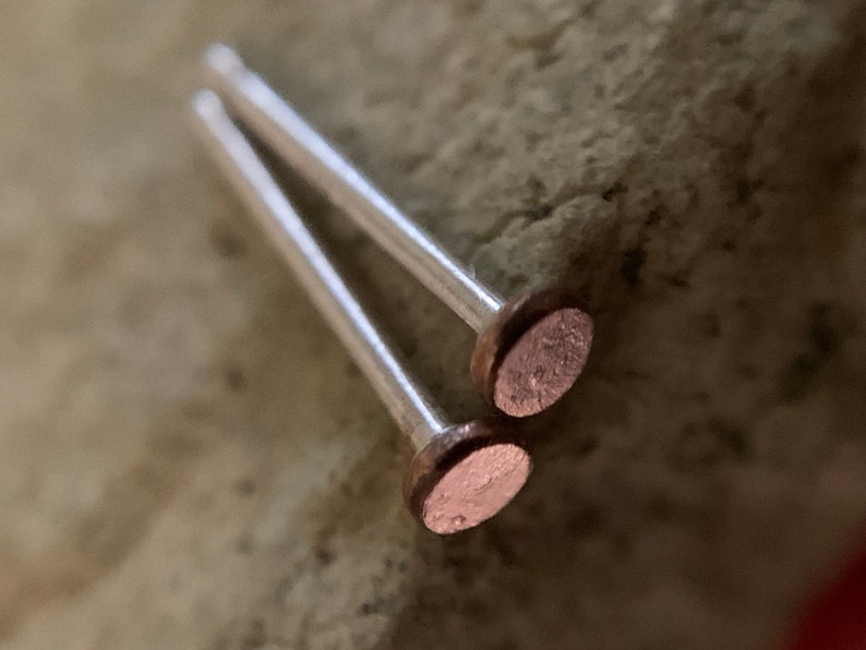 Tiny 2mm Copper Studs W/ Sterling Silver Post Custom Sized - Etsy