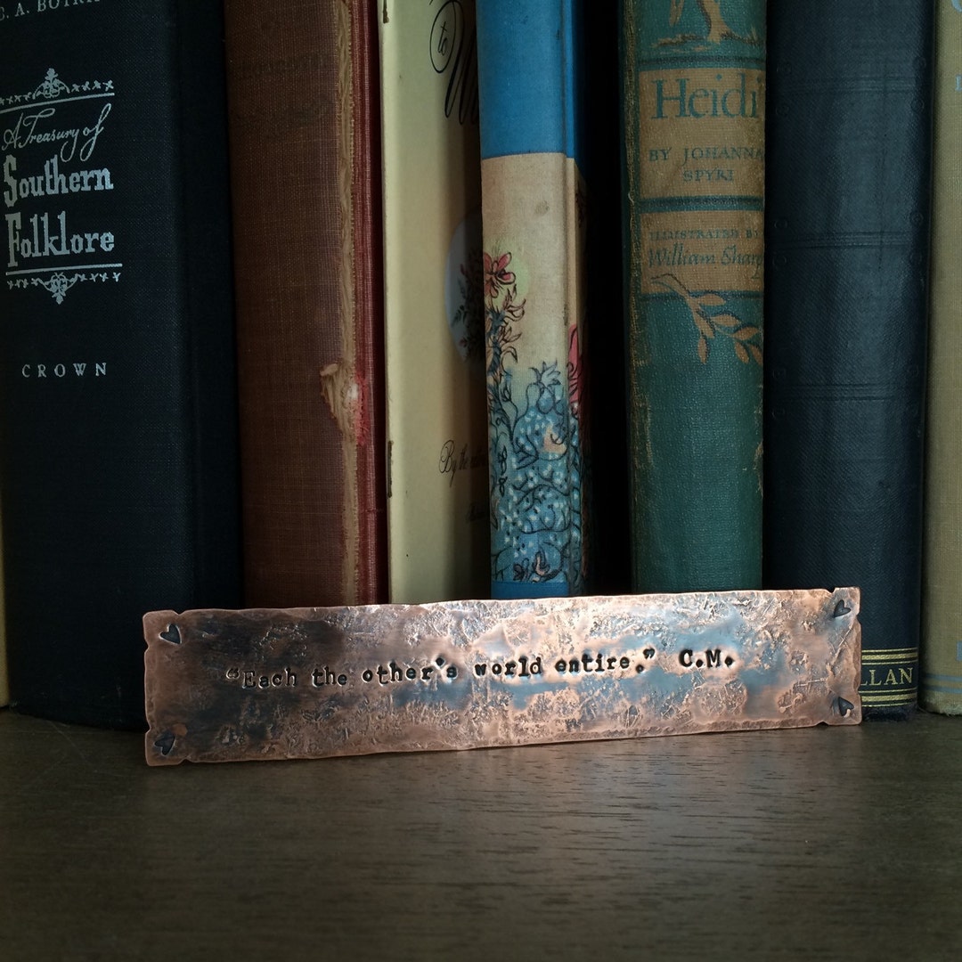 Personalized Rustic Copper Bookmark - Custom Stamped Quote - Metal Book ...