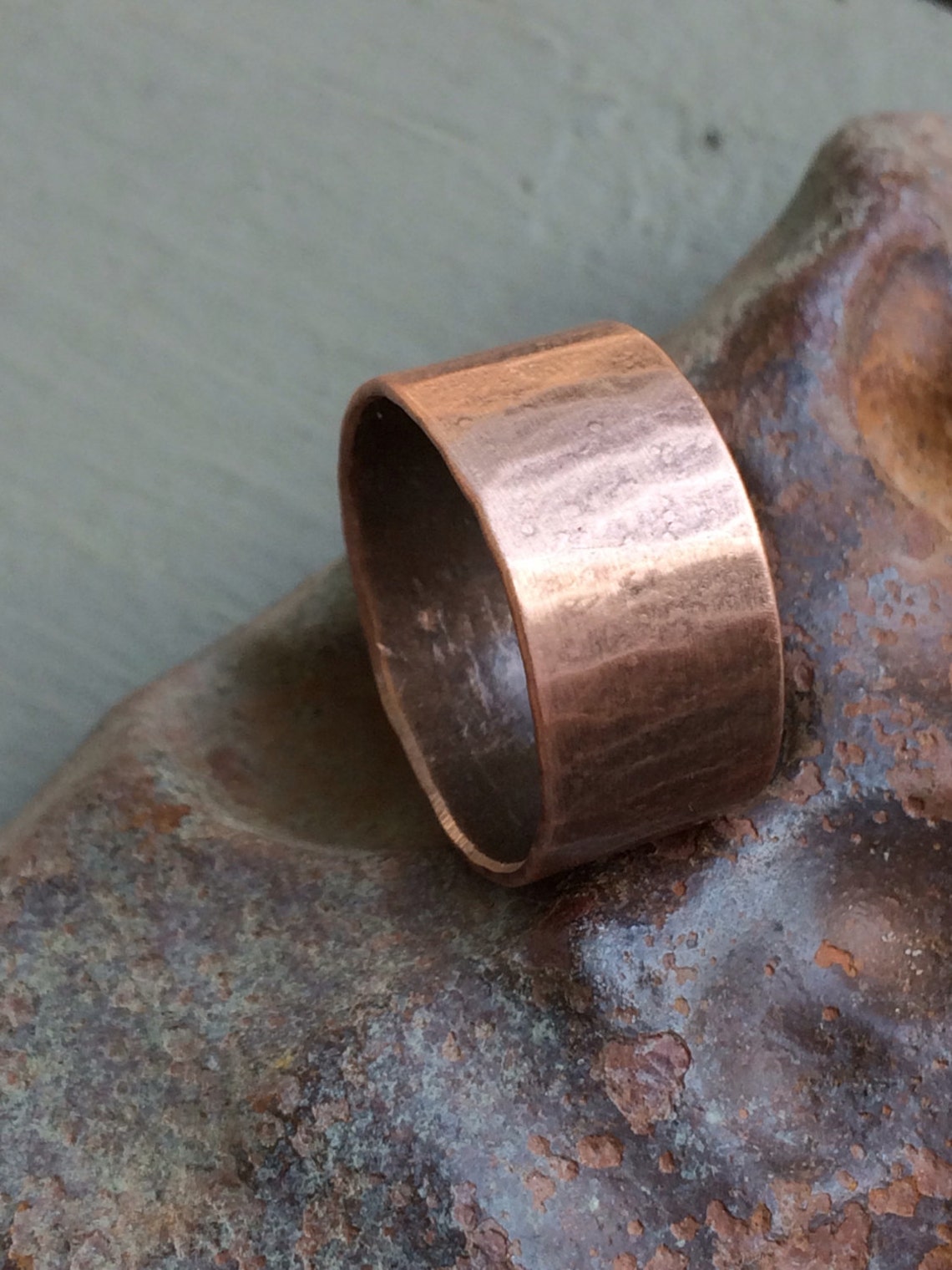 Wide Copper Band - 13mm Rustic Wedding Ring - Unisex His or Hers 7th ...