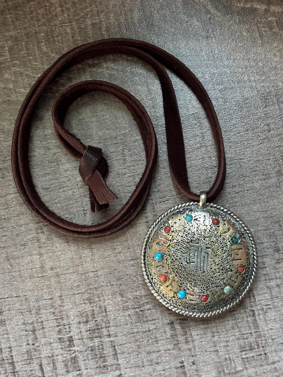 Vintage Tibetan Nepal Hand Made Turquoise & Coral in Silver Over Brass ...
